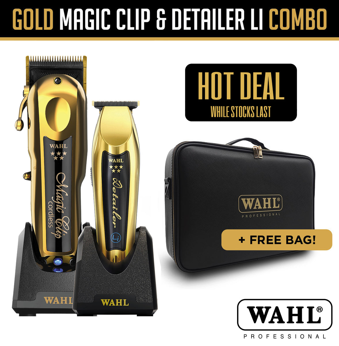 Wahl Professional, Gold Magic Clip & Detailer LI Combo Pack – Hair and More