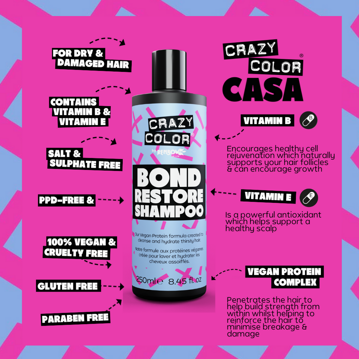 Crazy Color Bond Restore Shampoo 250ml – Hair and More