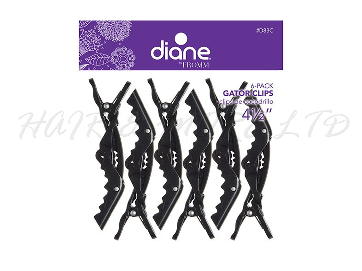 Diane Gator Sectioning Clips - 6 Pack Black – Hair and More